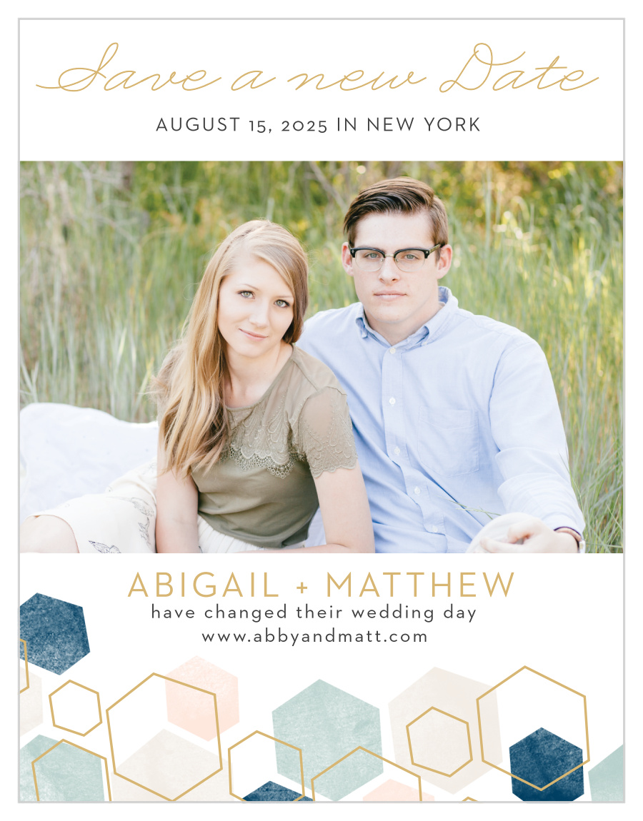 Geometric Watercolor Change the Date Cards by Basic Invite