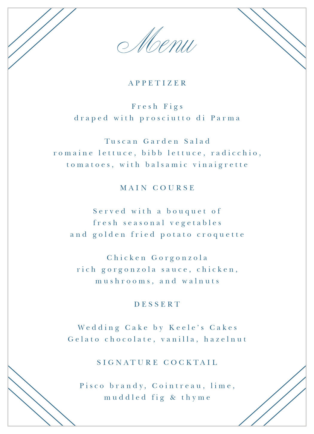 Always & Forever Wedding Menus by Basic Invite