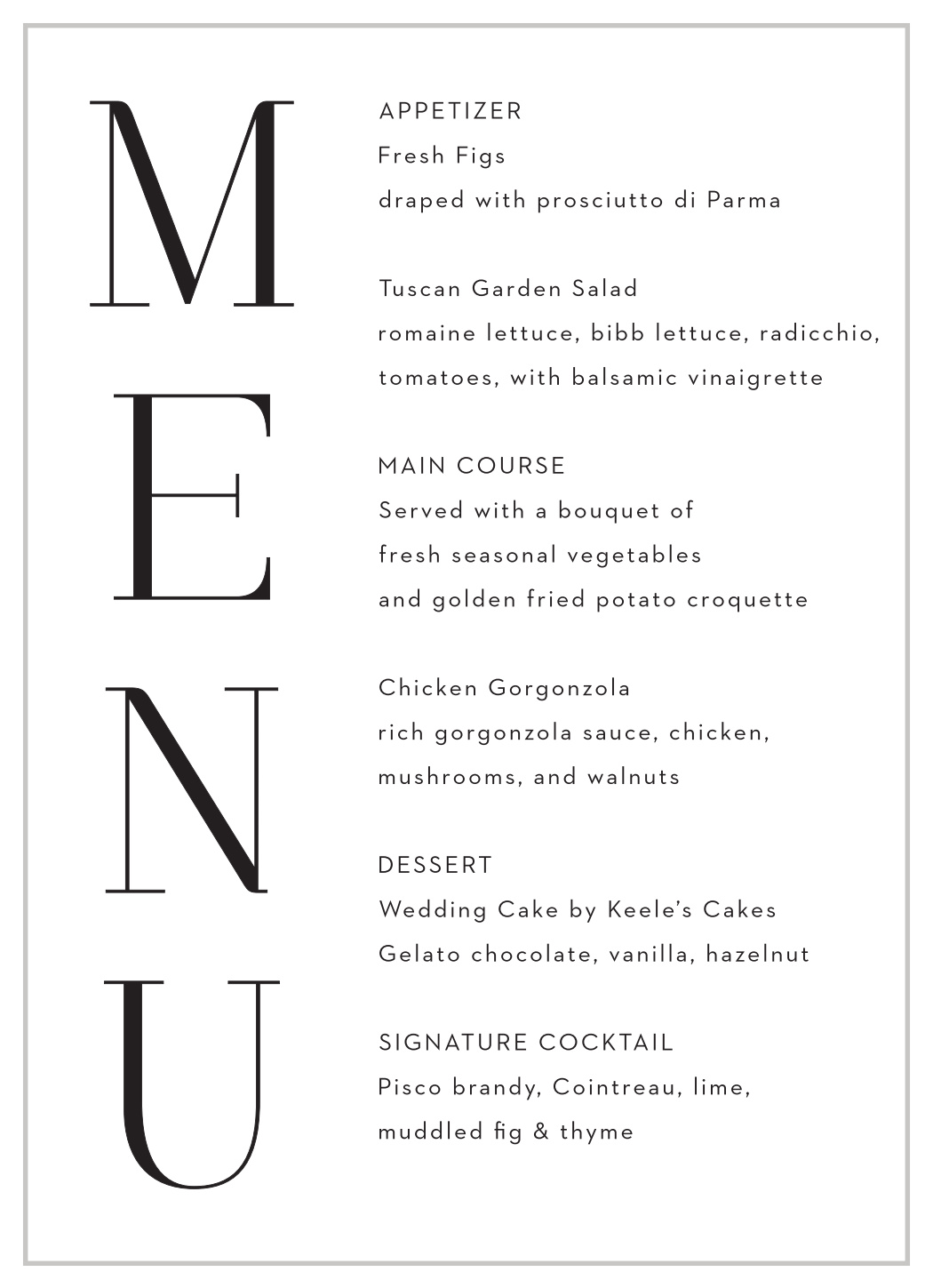 Oversize Date Wedding Menus by Basic Invite