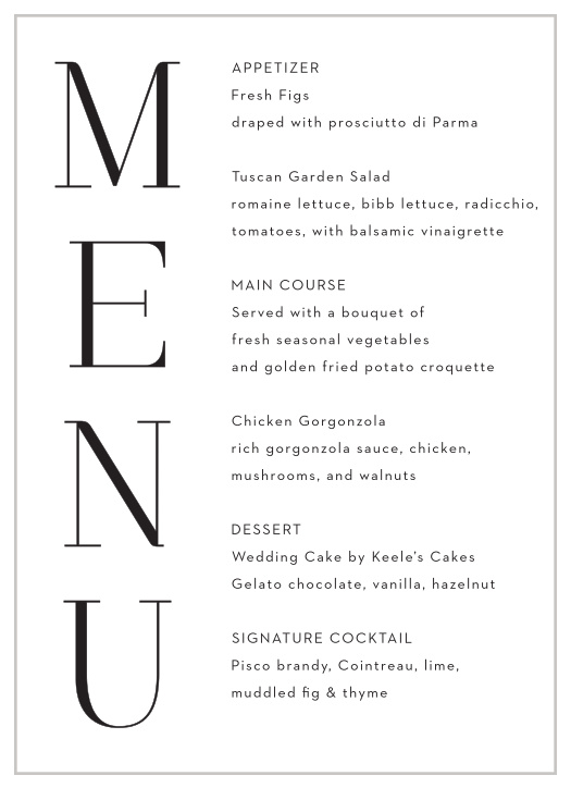 Wedding Menus | Design Your Menu Cards Instantly Online!