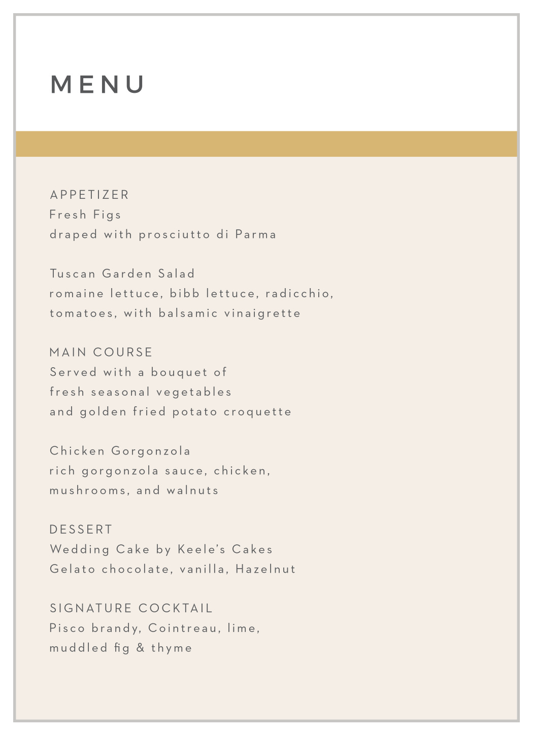 Contemporary Colors Wedding Menus by Basic Invite