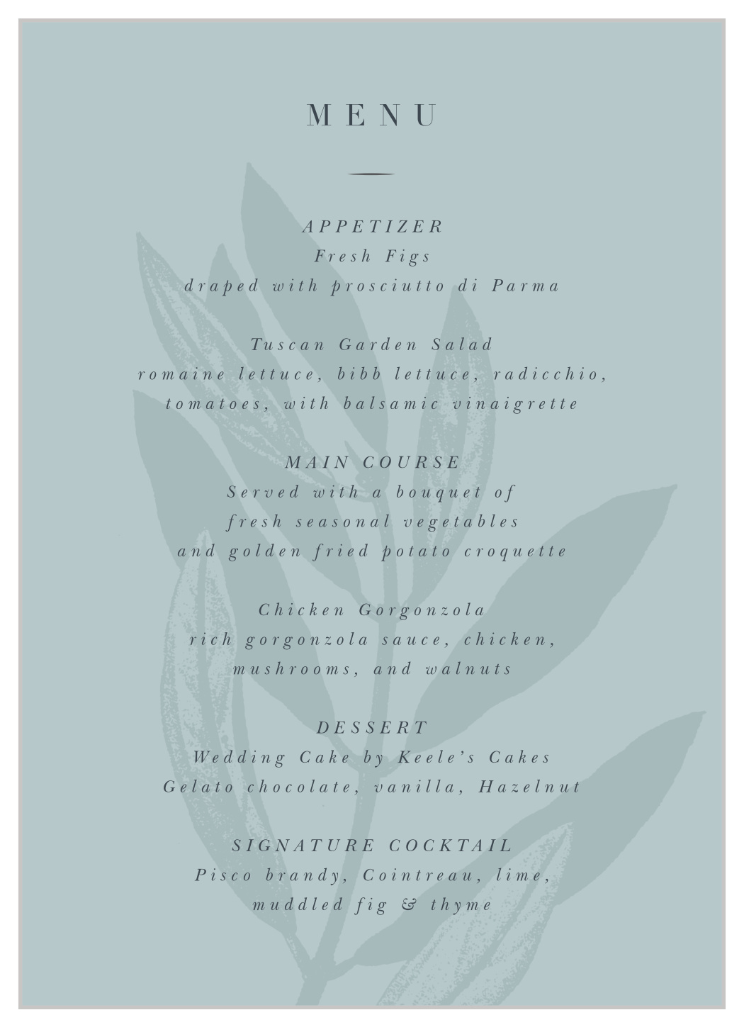 Sketched Branch Wedding Menus by Basic Invite