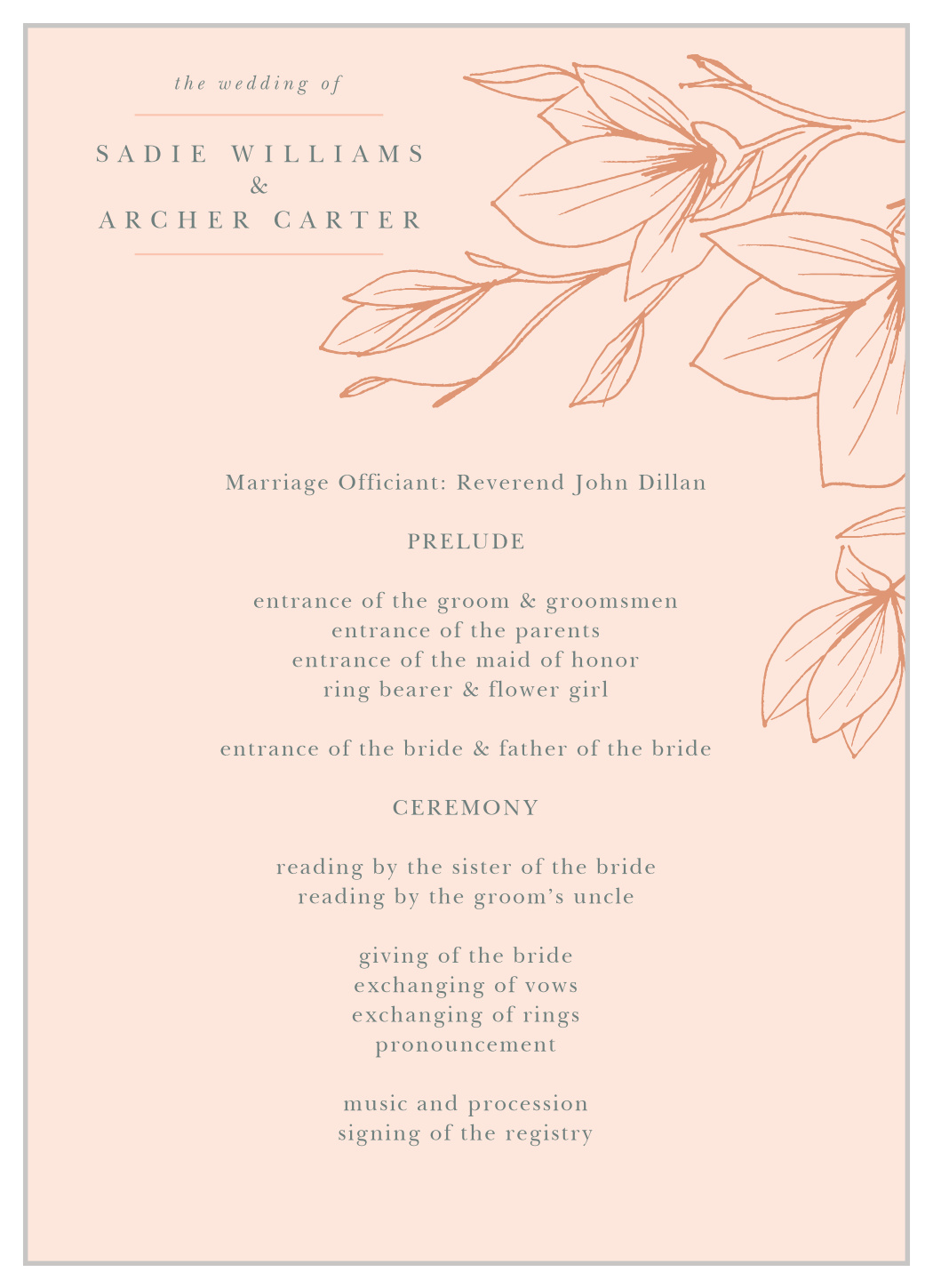 Love Blooms Wedding Programs by Basic Invite