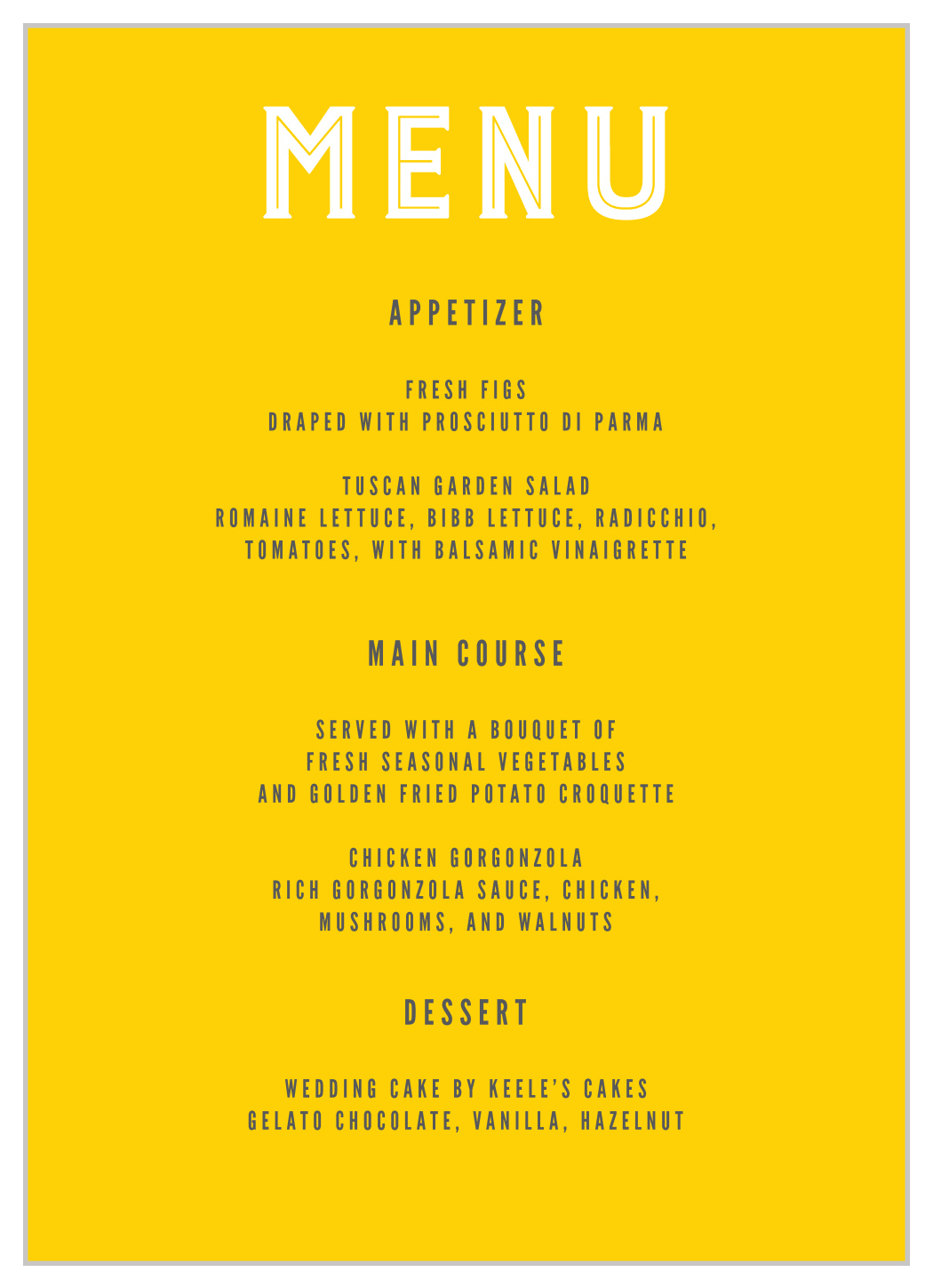 Bold Union Wedding Menus by Basic Invite