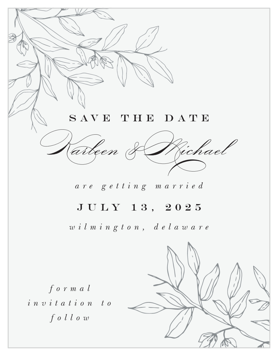 Penwork Florals Save the Date Cards by Basic Invite
