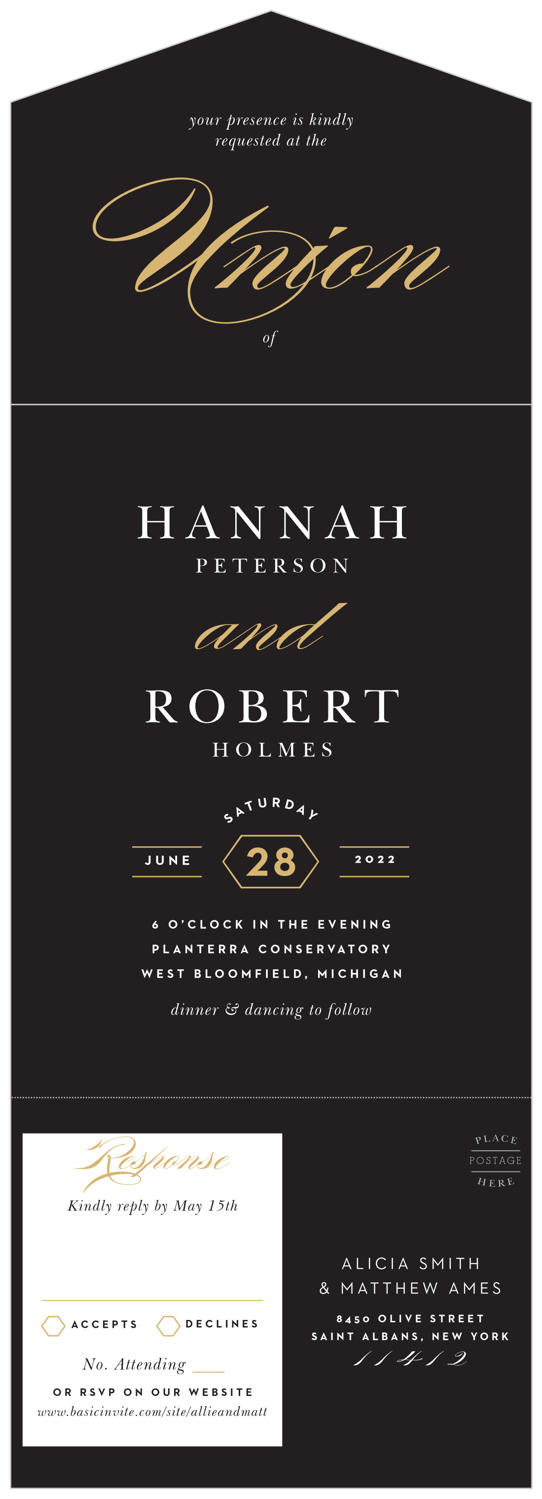 Modern Union Seal & Send Wedding Invitations by Basic Invite