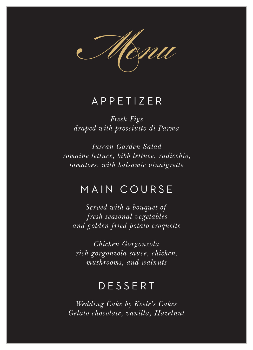 Modern Union Wedding Menus by Basic Invite