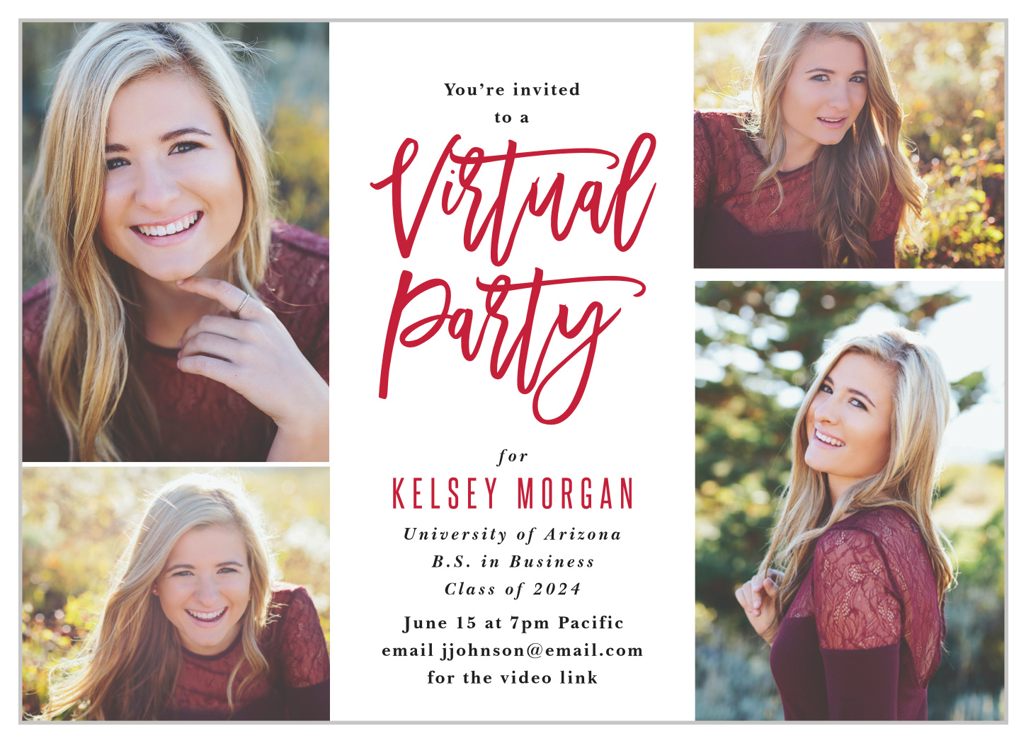 Virtual Party Graduation Invitations by Basic Invite