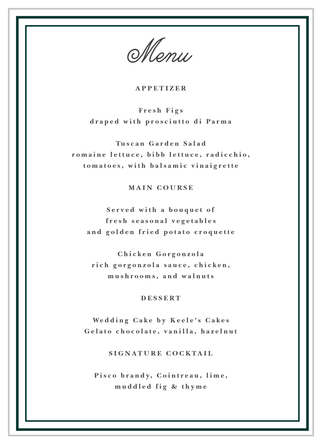 Framed Sophistication Wedding Menus by Basic Invite