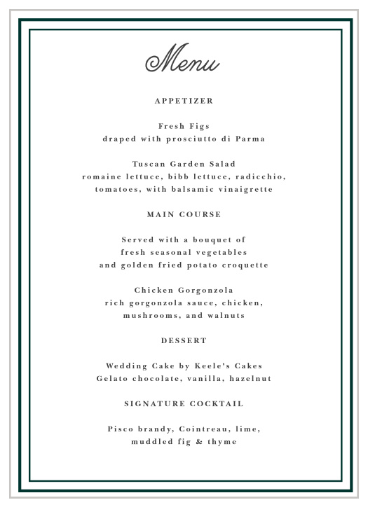 Wedding Menus | Design Your Menu Cards Instantly Online!