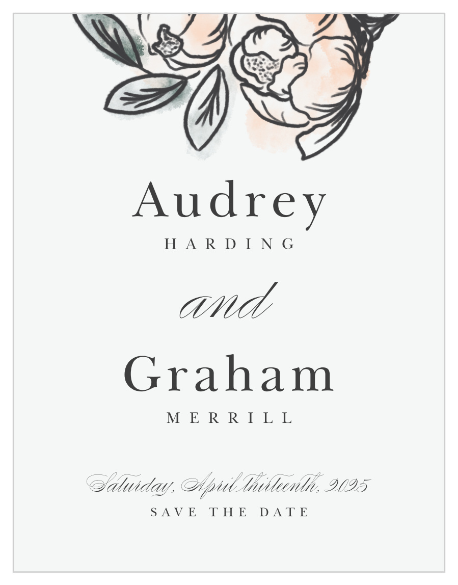 Peony Sketch Save the Date Cards by Basic Invite