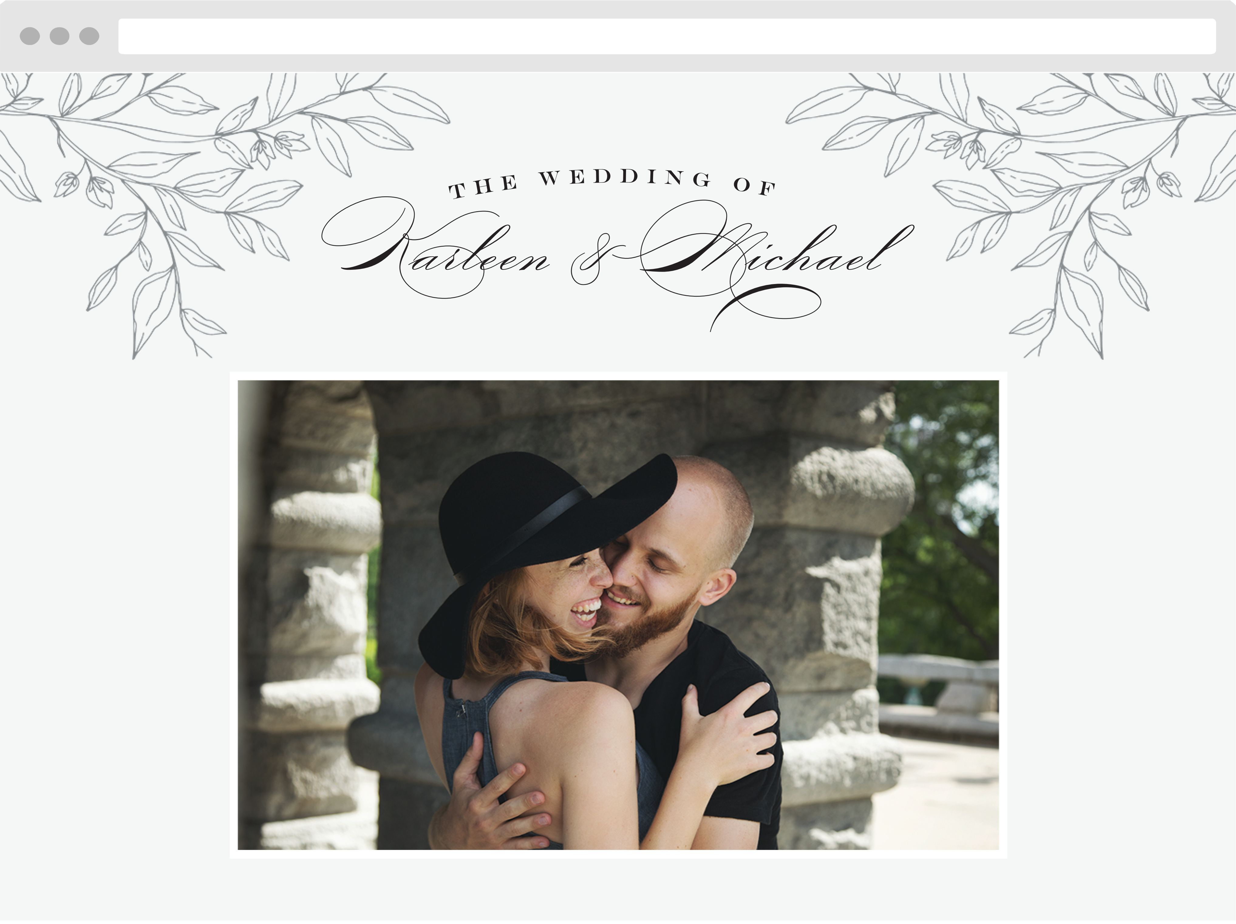 Penwork Florals Wedding Website by Basic Invite