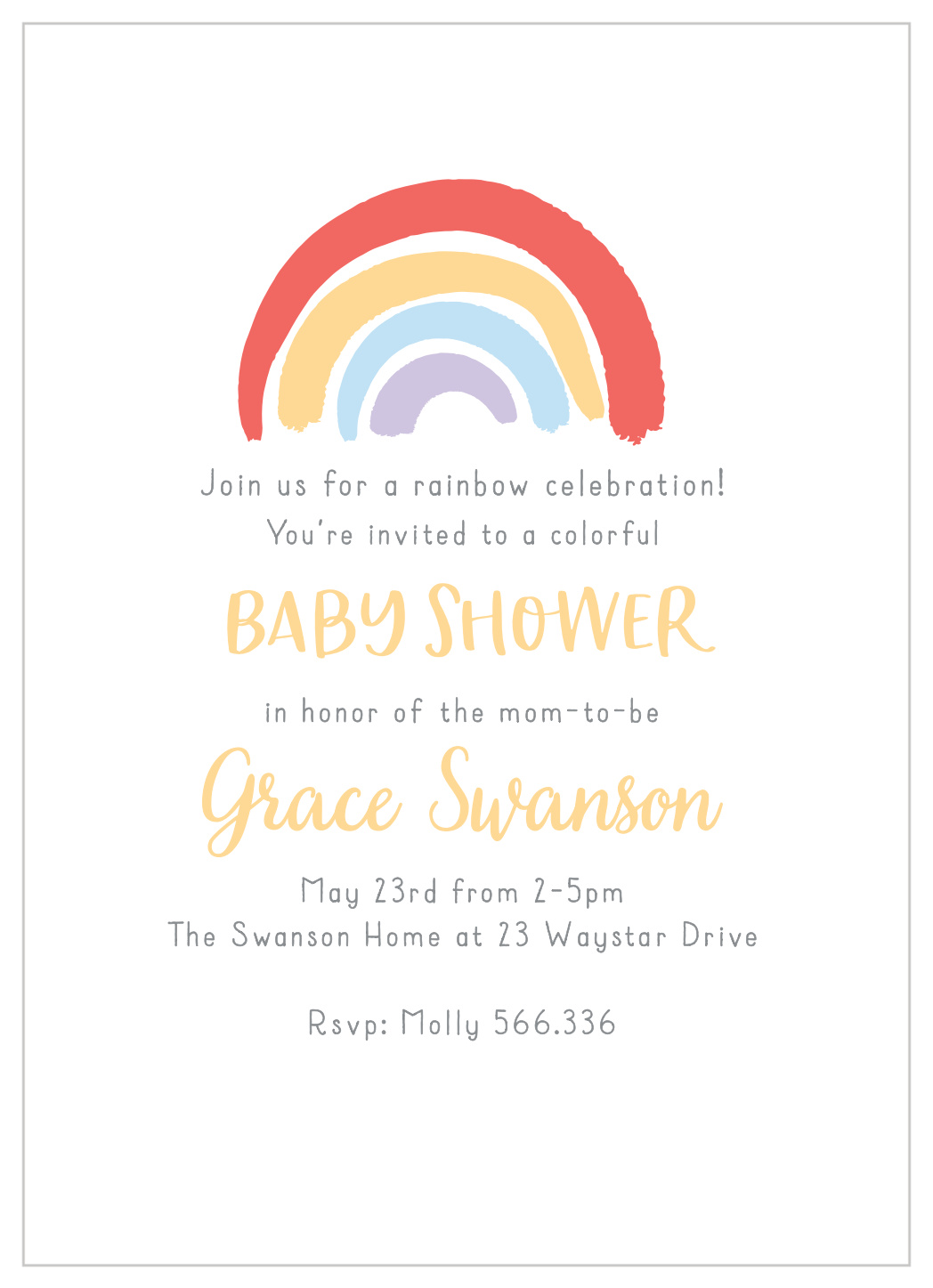 Rainbow Type Baby Shower Invitations by Basic Invite