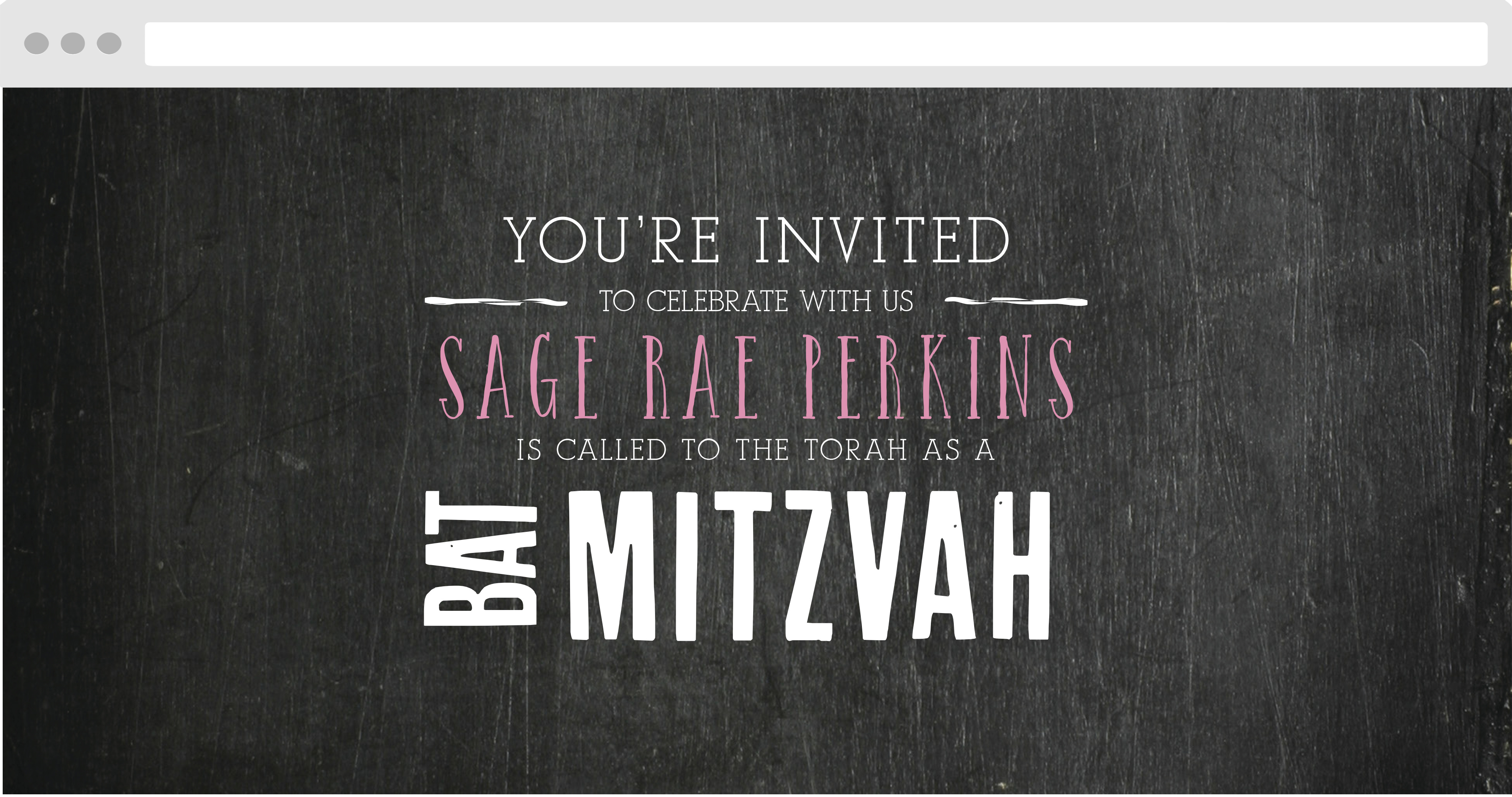 Chalkboard Girl Bat Mitzvah Website by Basic Invite