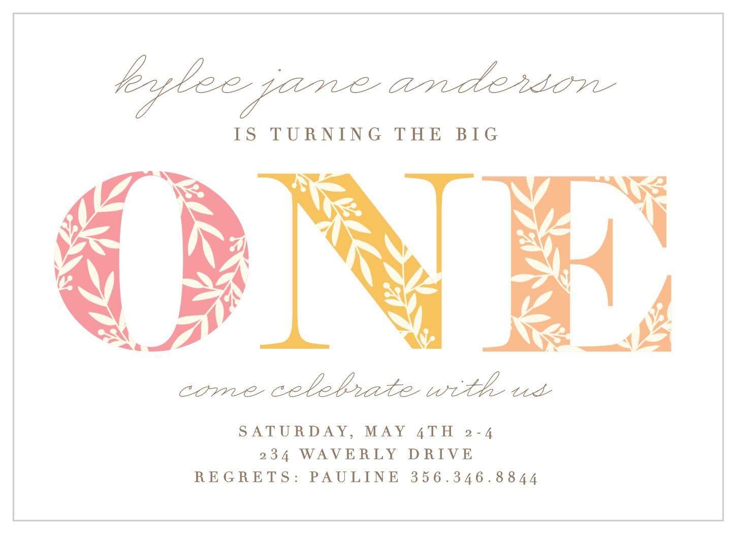 Floral One First Birthday Invitations by Basic Invite