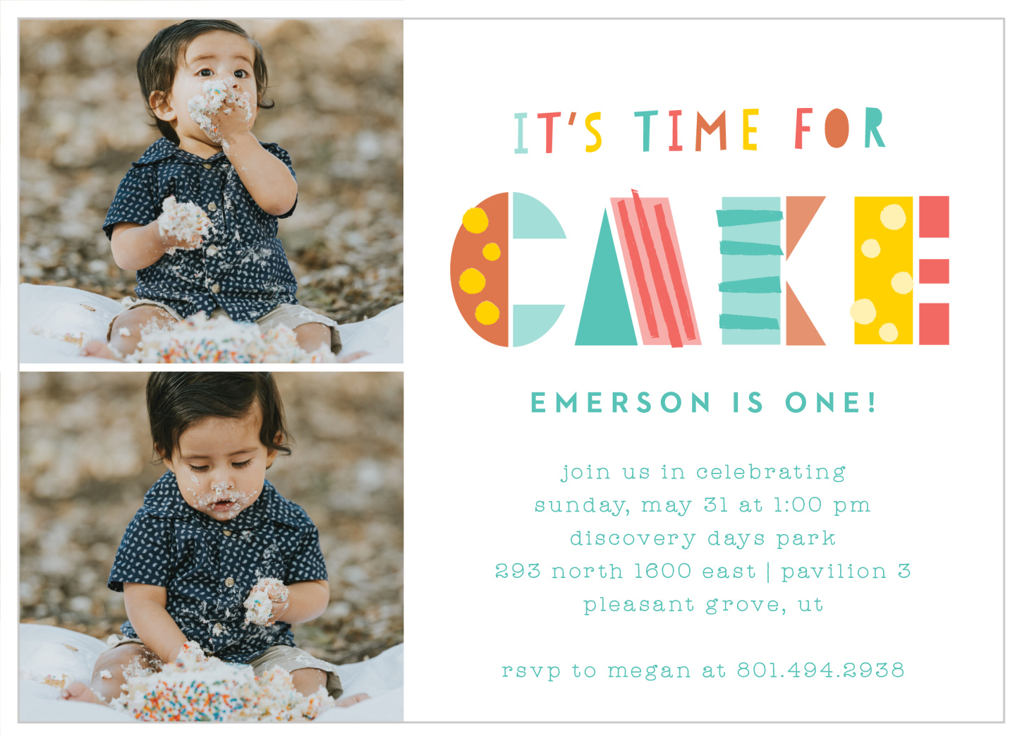 Cake Time First Birthday Invitations by Basic Invite