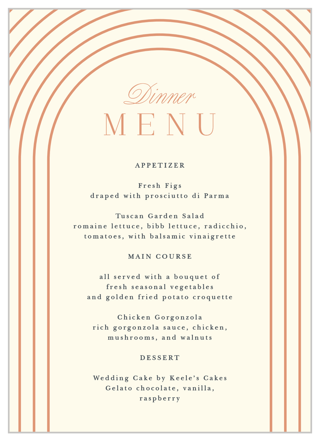 Modern Lines Wedding Menus by Basic Invite