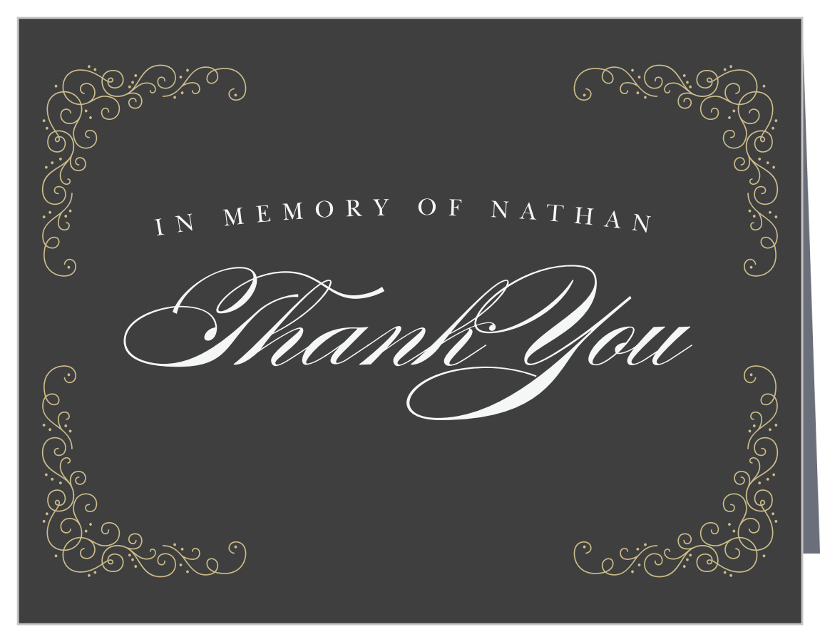 Eternal Scrolls Memorial Thank You Cards by Basic Invite