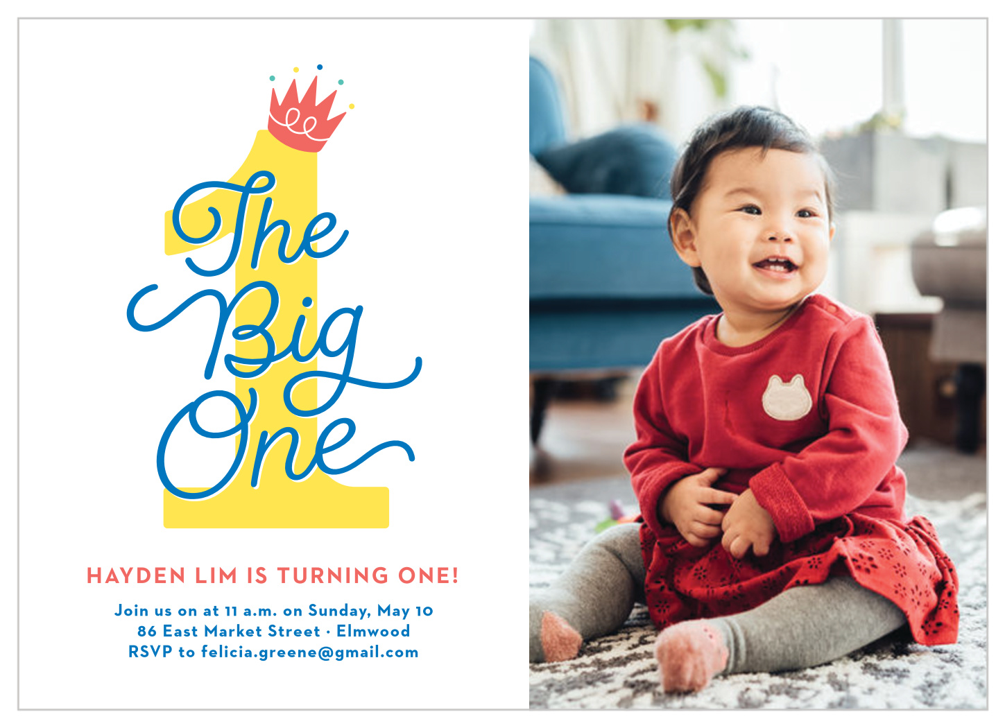 The Big One First Birthday Invitations by Basic Invite