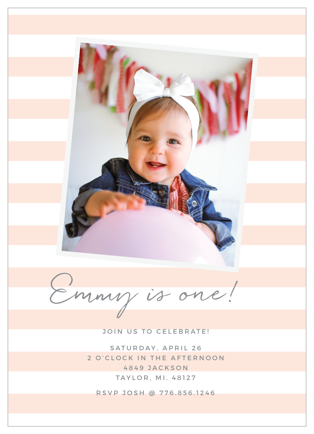 Party Stripes First Birthday Invitations by Basic Invite