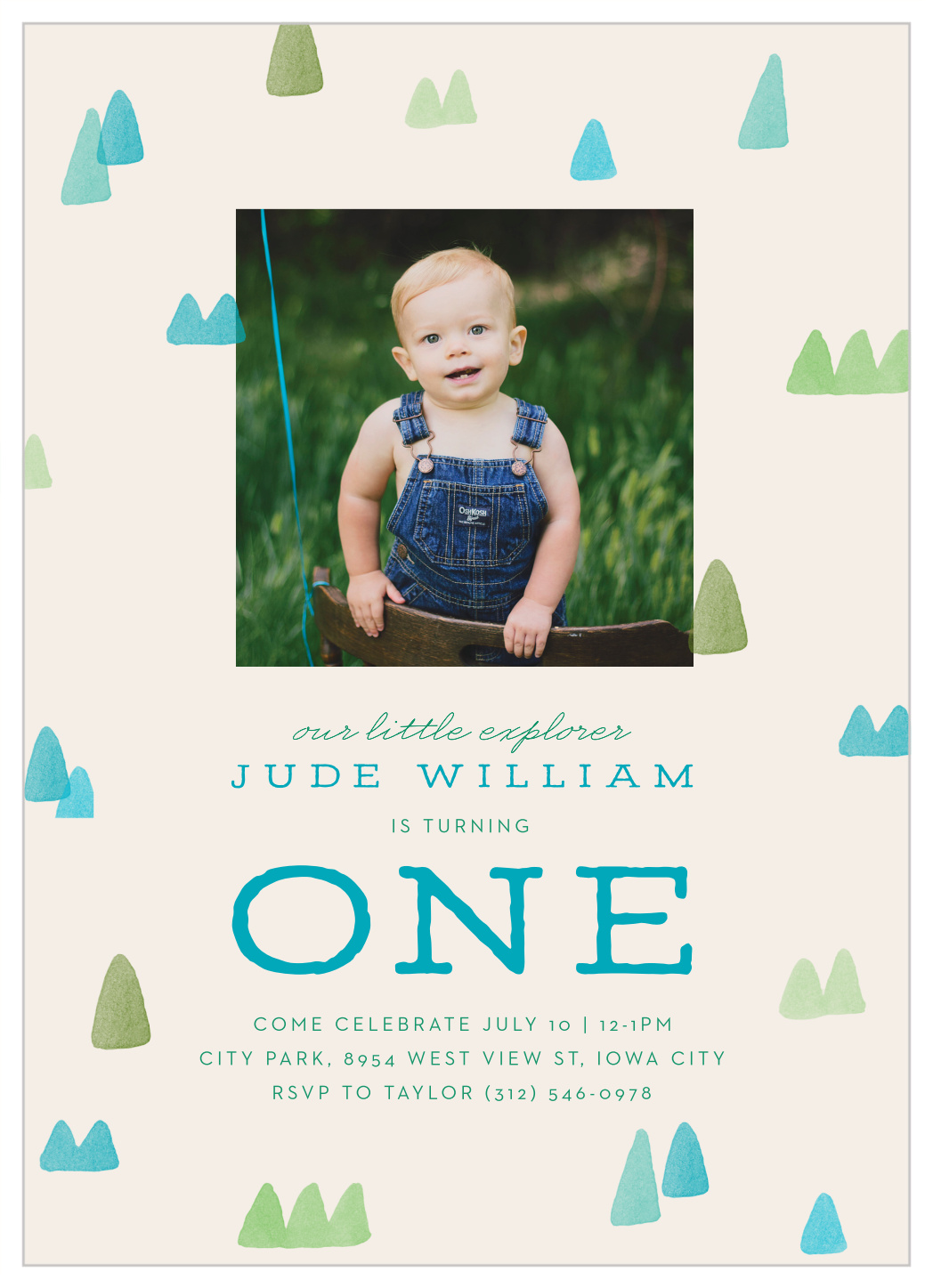 Tiny Trees First Birthday Invitations by Basic Invite
