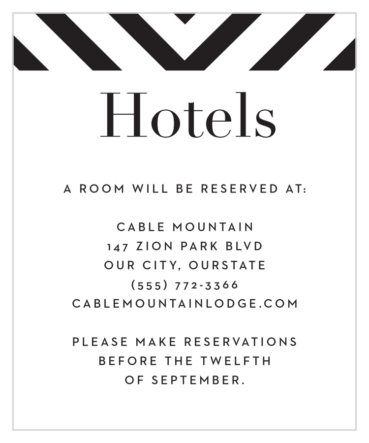 Boldly Striped Accommodation Cards by Basic Invite