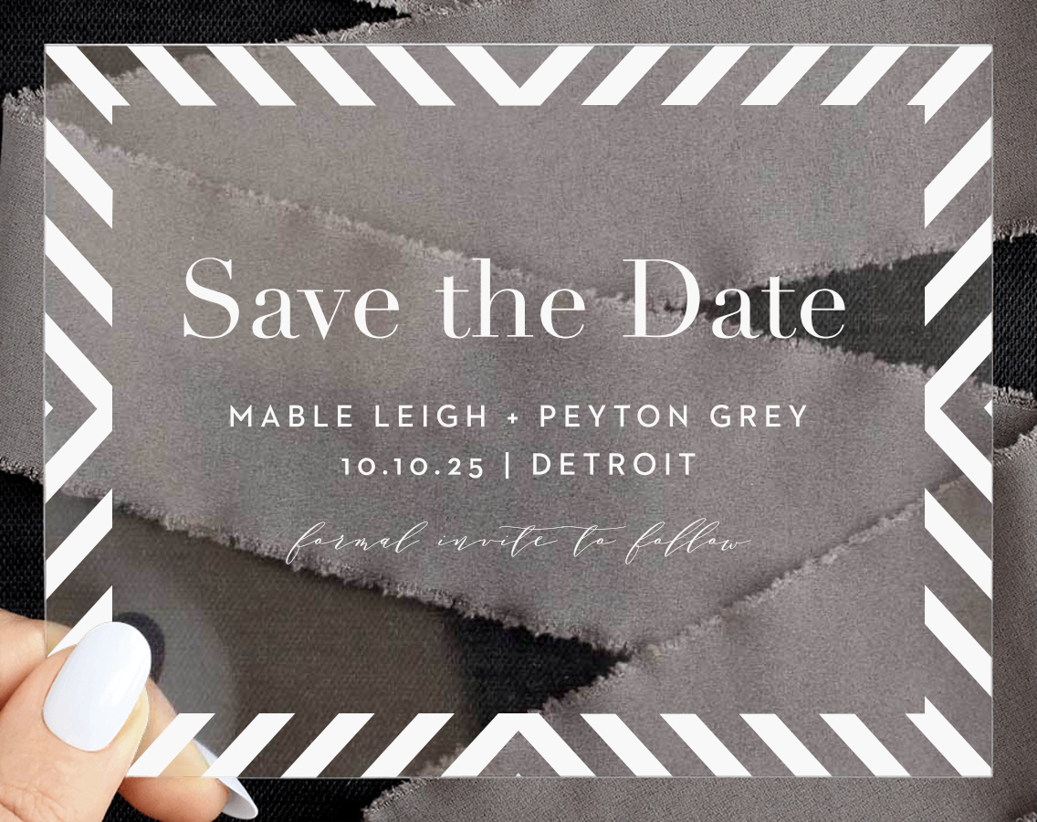 Boldly Striped Clear Save the Date Cards by Basic Invite