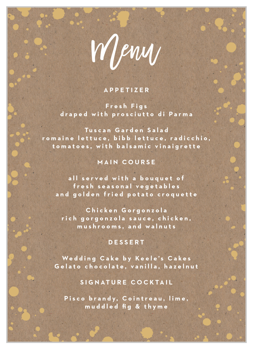Classic Kraft Wedding Menus by Basic Invite