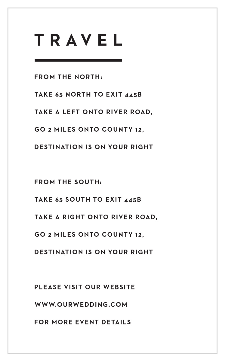 Perfectly Stacked Direction Cards by Basic Invite