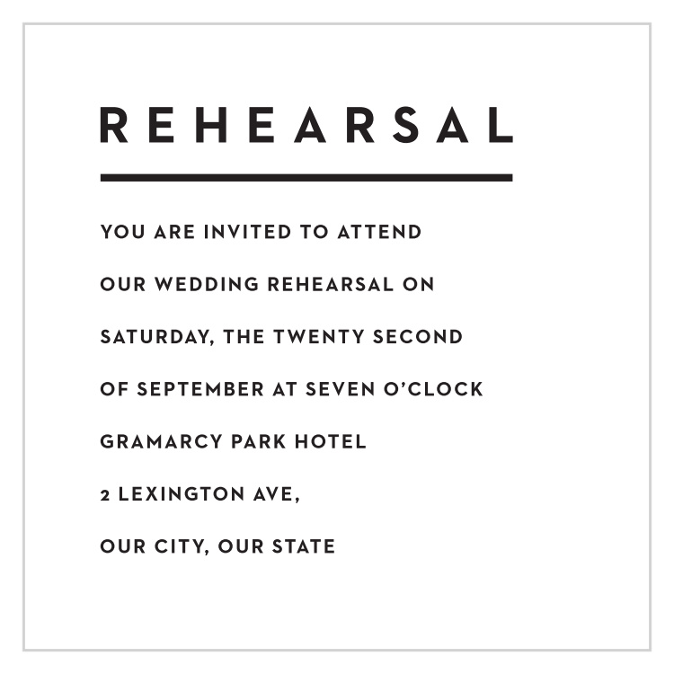 Perfectly Stacked Rehearsal Cards by Basic Invite