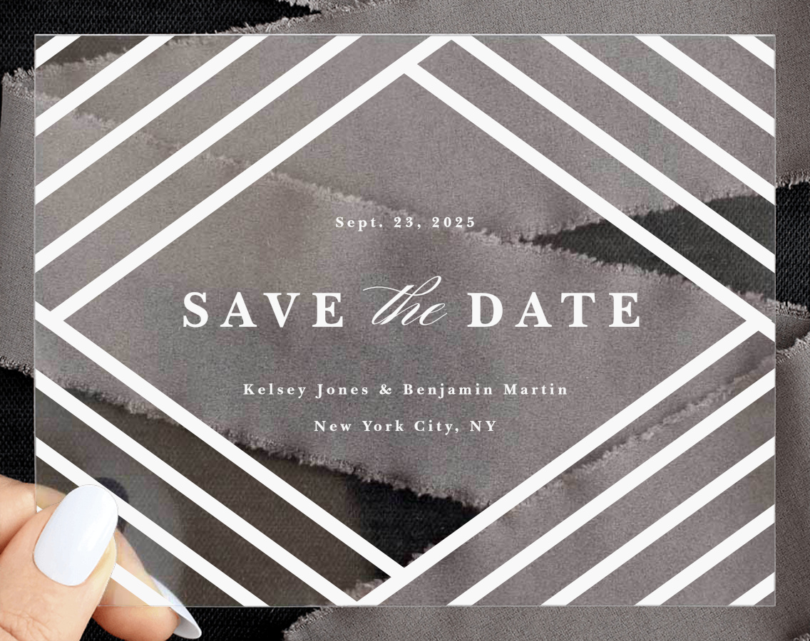 Modern Overlap Clear Save the Date Cards by Basic Invite