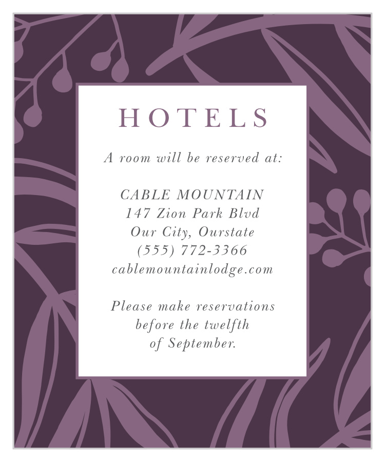 Stamped Foliage Accommodation Cards by Basic Invite