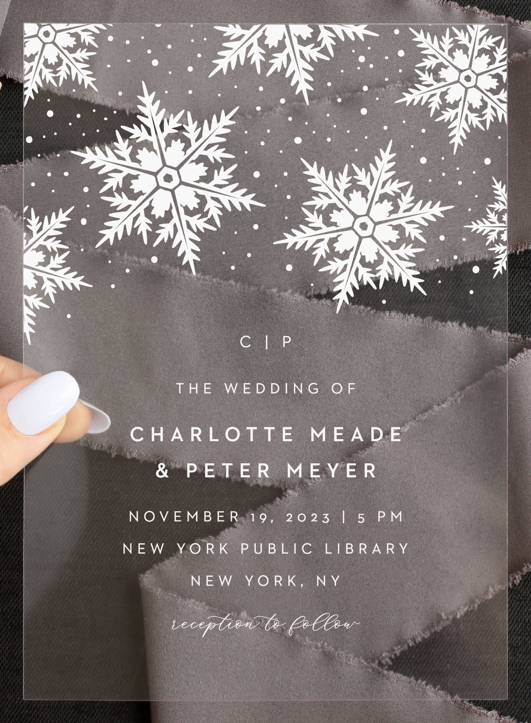 Stunning Snowflakes Clear Wedding Invitations by Basic Invite