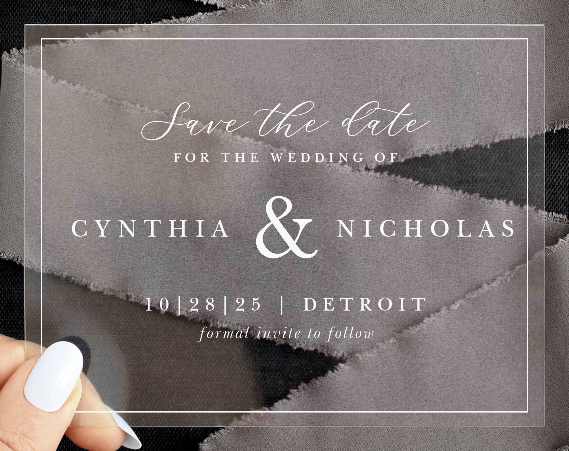 Delicate Devotion Clear Save The Date Cards by Basic Invite
