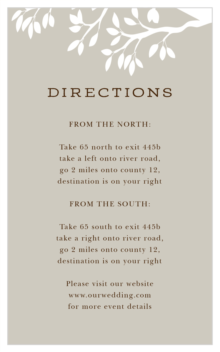 Rustic Tree Direction Cards by Basic Invite
