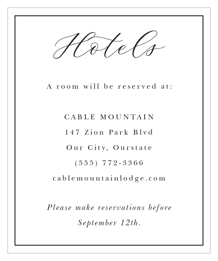 Delicate Devotion Accommodations Cards by Basic Invite