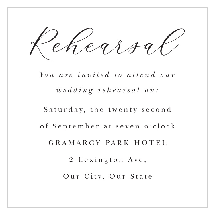 Delicate Devotion Rehearsal Cards by Basic Invite