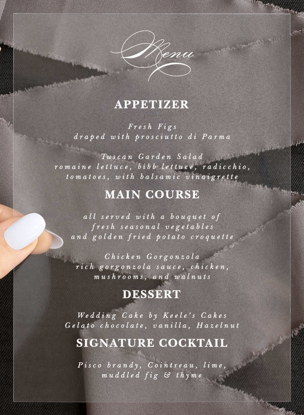 All Script Clear Wedding Menus by Basic Invite