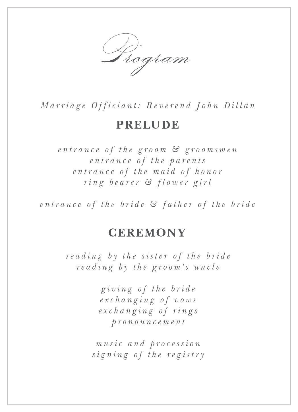 All Script Wedding Programs by Basic Invite