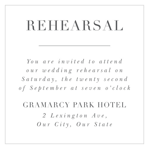 Bold Bordering Rehearsal Cards by Basic Invite