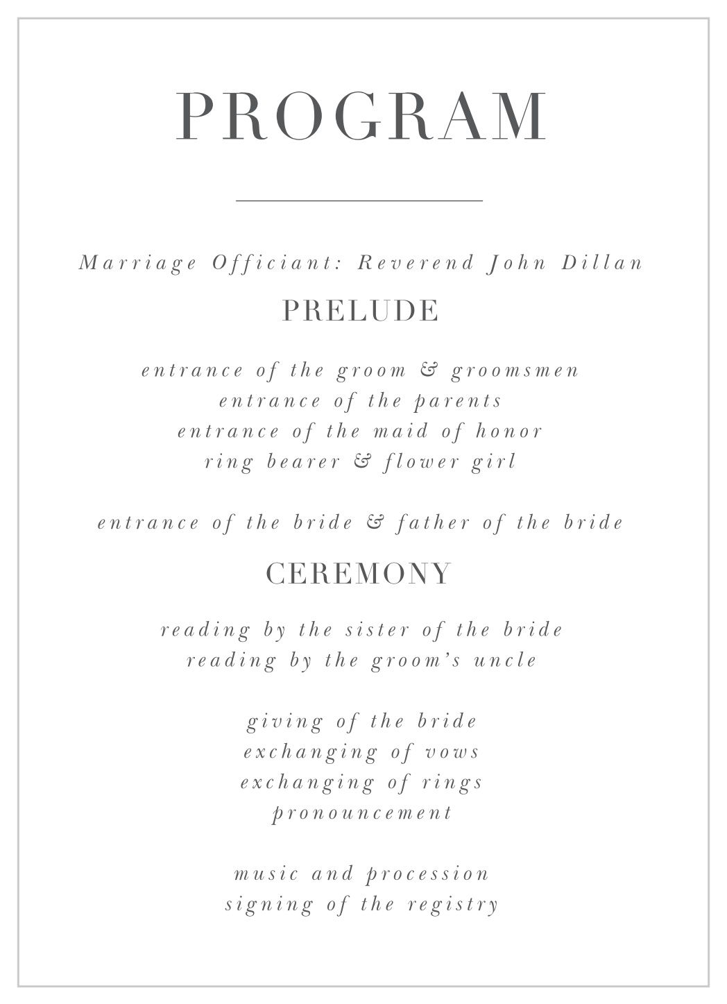 Bold Bordering Wedding Programs by Basic Invite