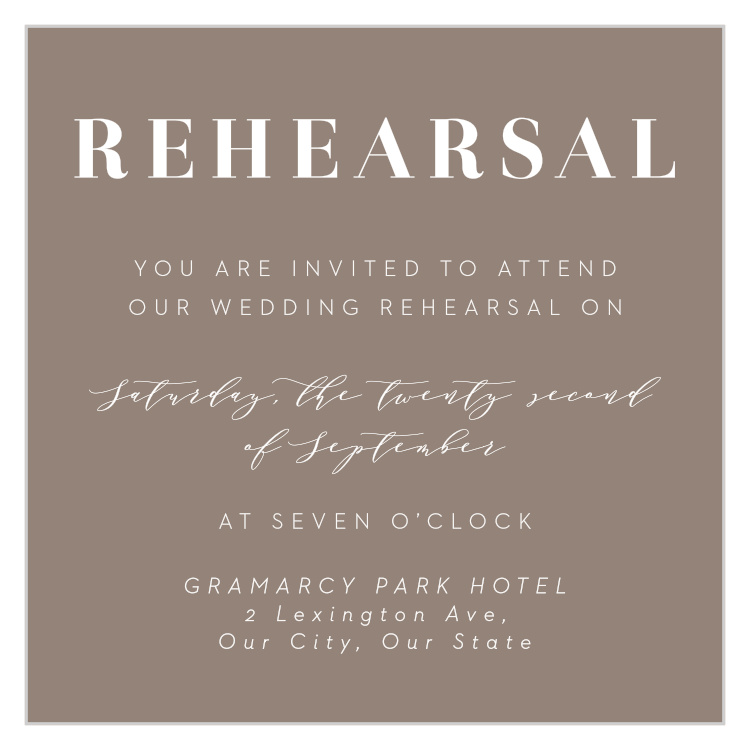 Lined Up Rehearsal Cards by Basic Invite