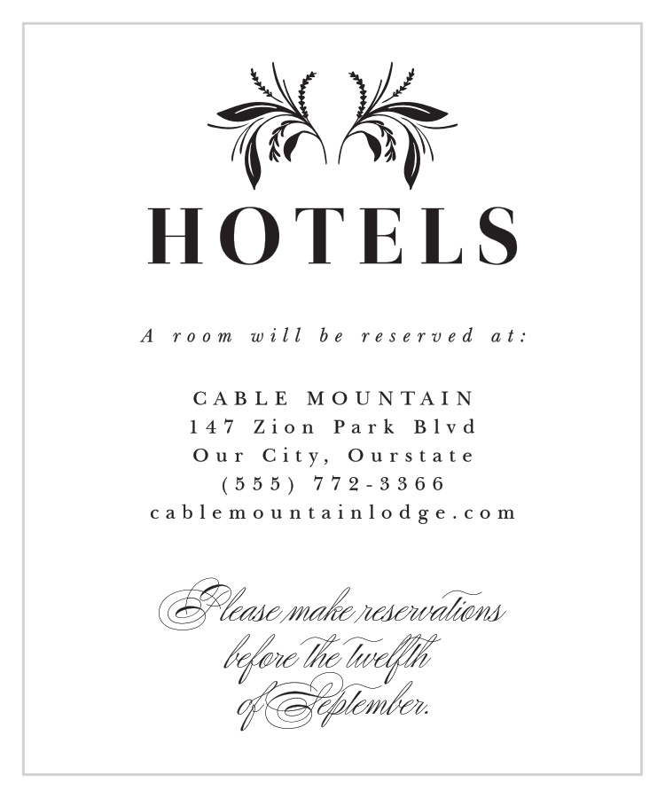 Timely Tradition Accommodation Cards by Basic Invite