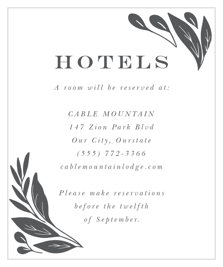 Blooming Love Accommodation Cards by Basic Invite