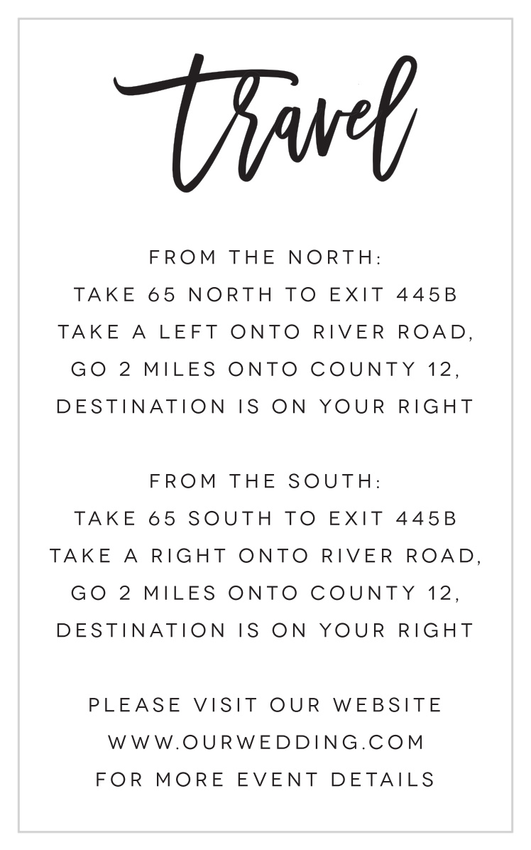 Textured Script Direction Cards by Basic Invite