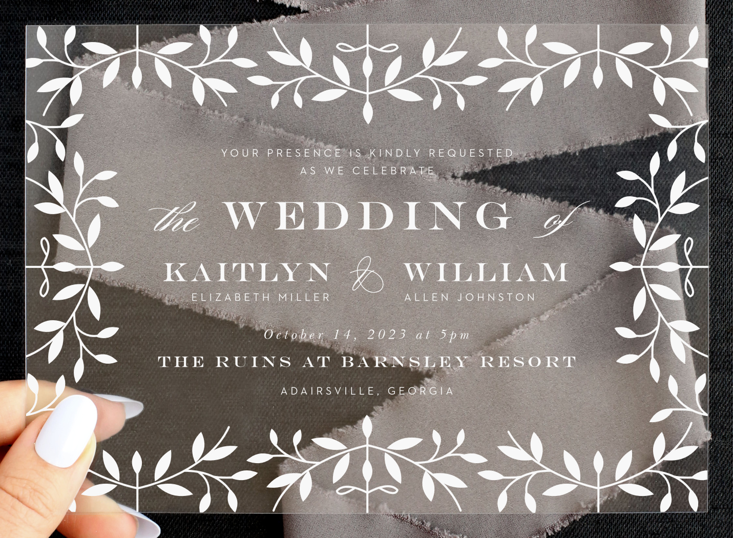 Laced in Laurels Clear Wedding Invitations by Basic Invite