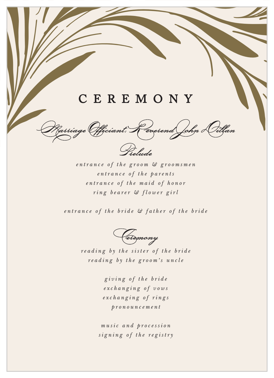 Swirling Wreath Wedding Programs by Basic Invite