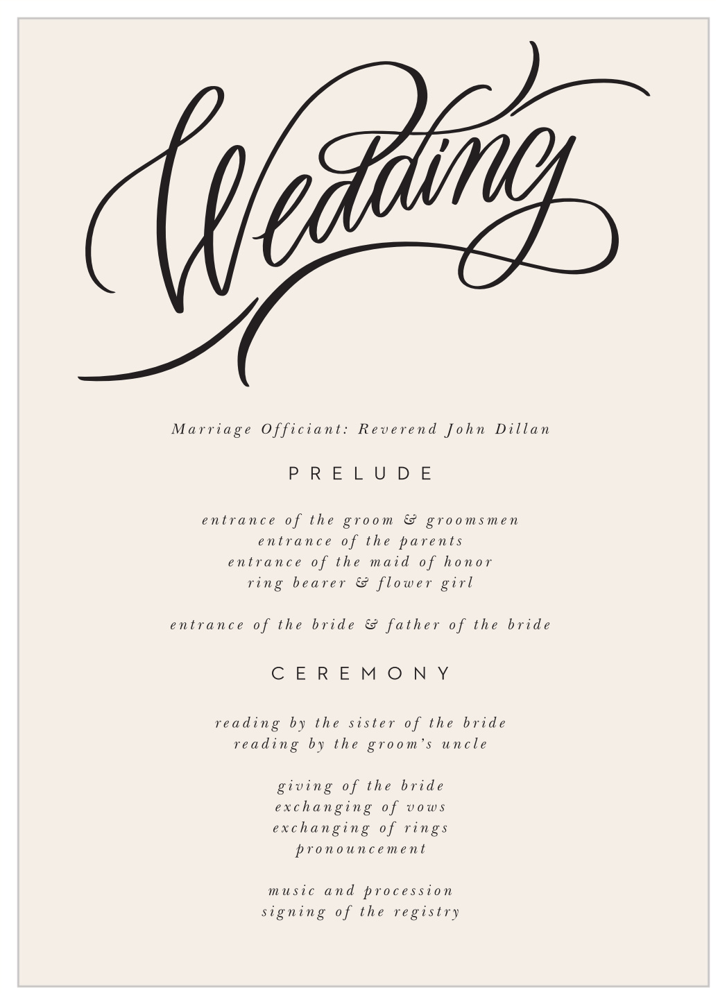 Bold Script Wedding Programs by Basic Invite