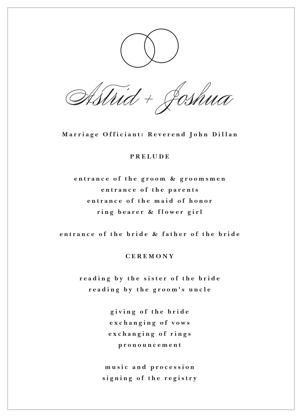 Two Rings Wedding Programs by Basic Invite