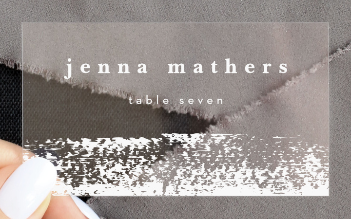 Brushstroke Corners Clear Place Cards by Basic Invite